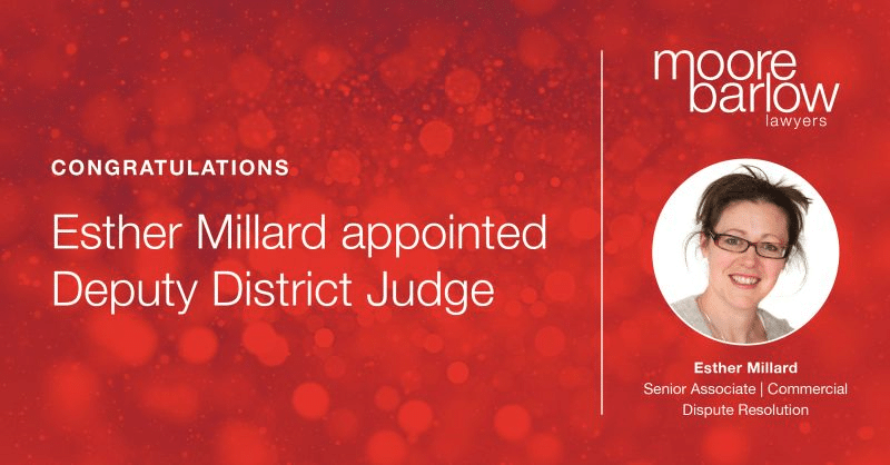 Esther Millard appointed Deputy District Judge - Moore Barlow LLP