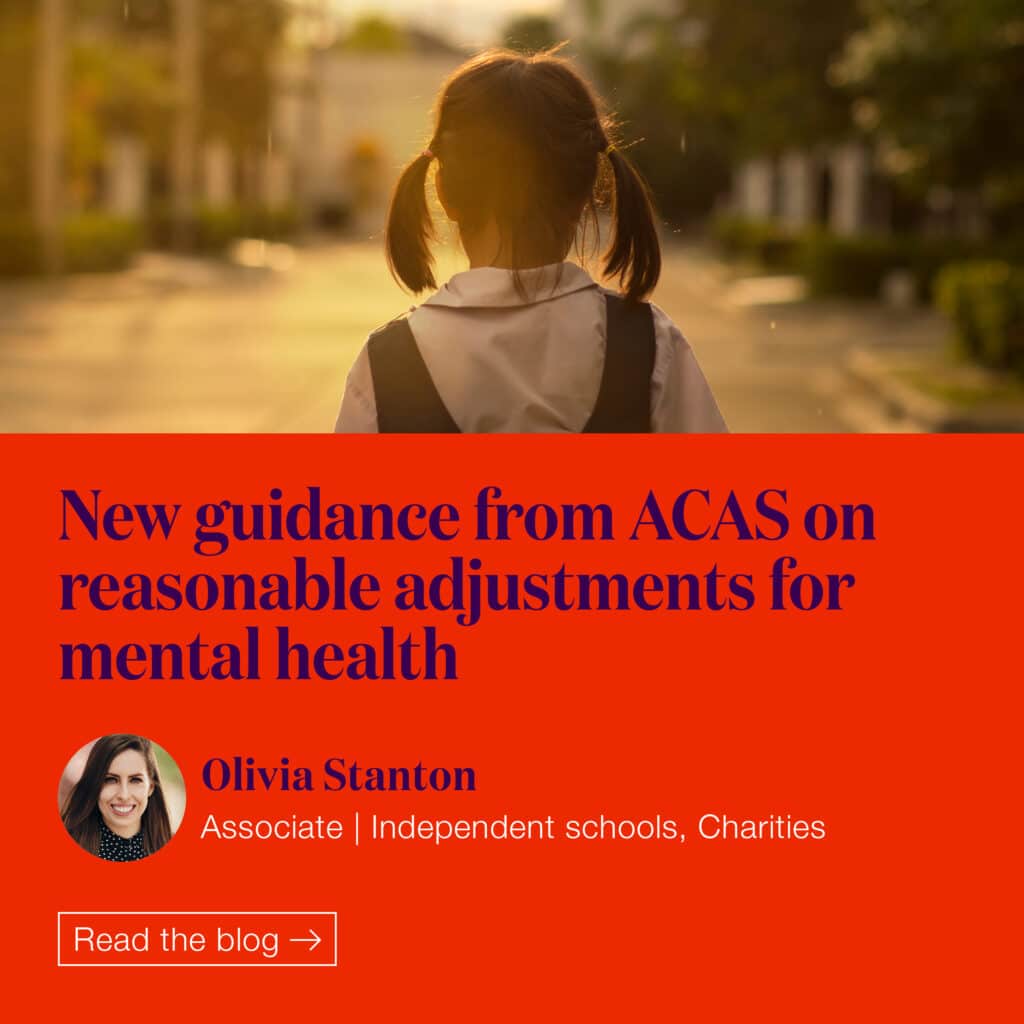 New guidance from ACAS on reasonable adjustments for mental health - Moore Barlow LLP
