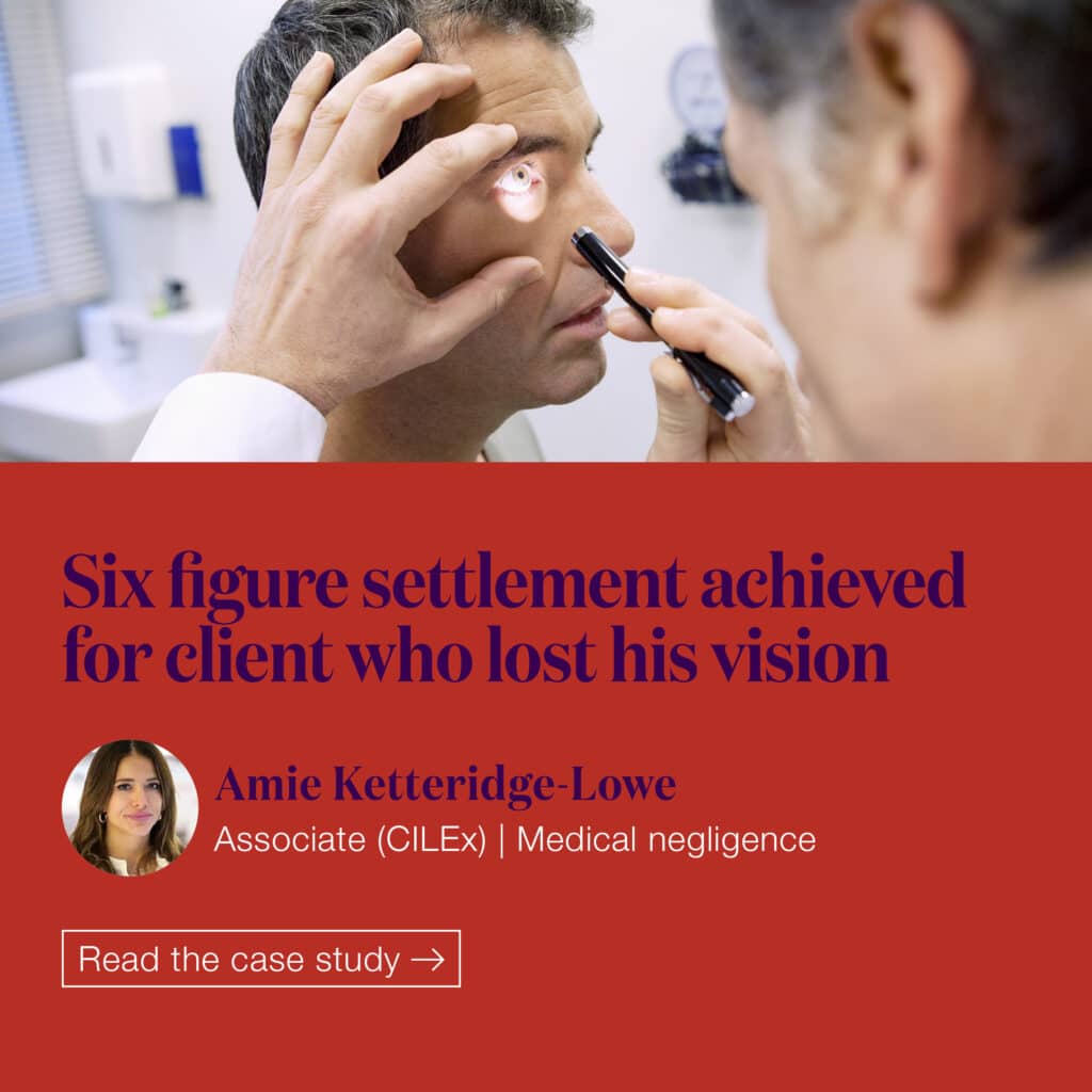 Six figure settlement achieved for client who lost his vision - Moore ...