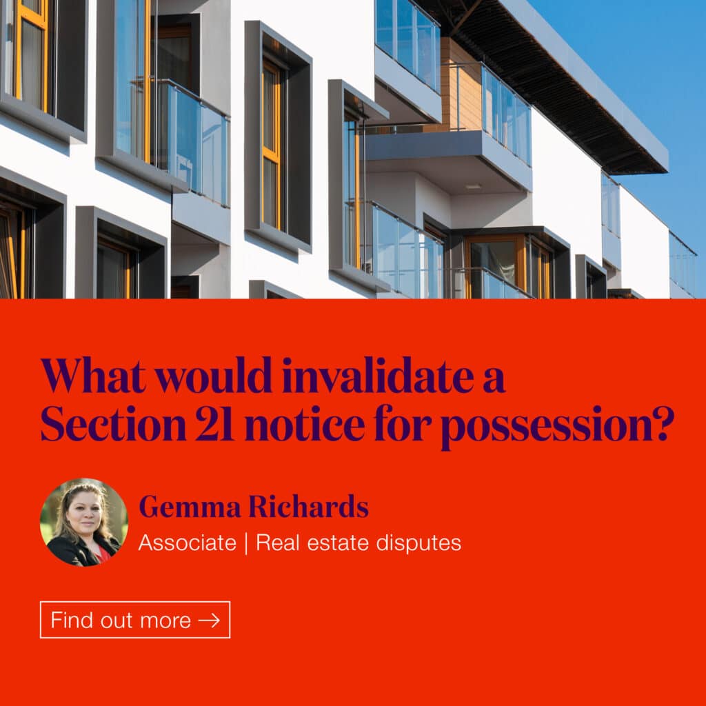 What would invalidate a Section 21 notice for possession? - Moore ...